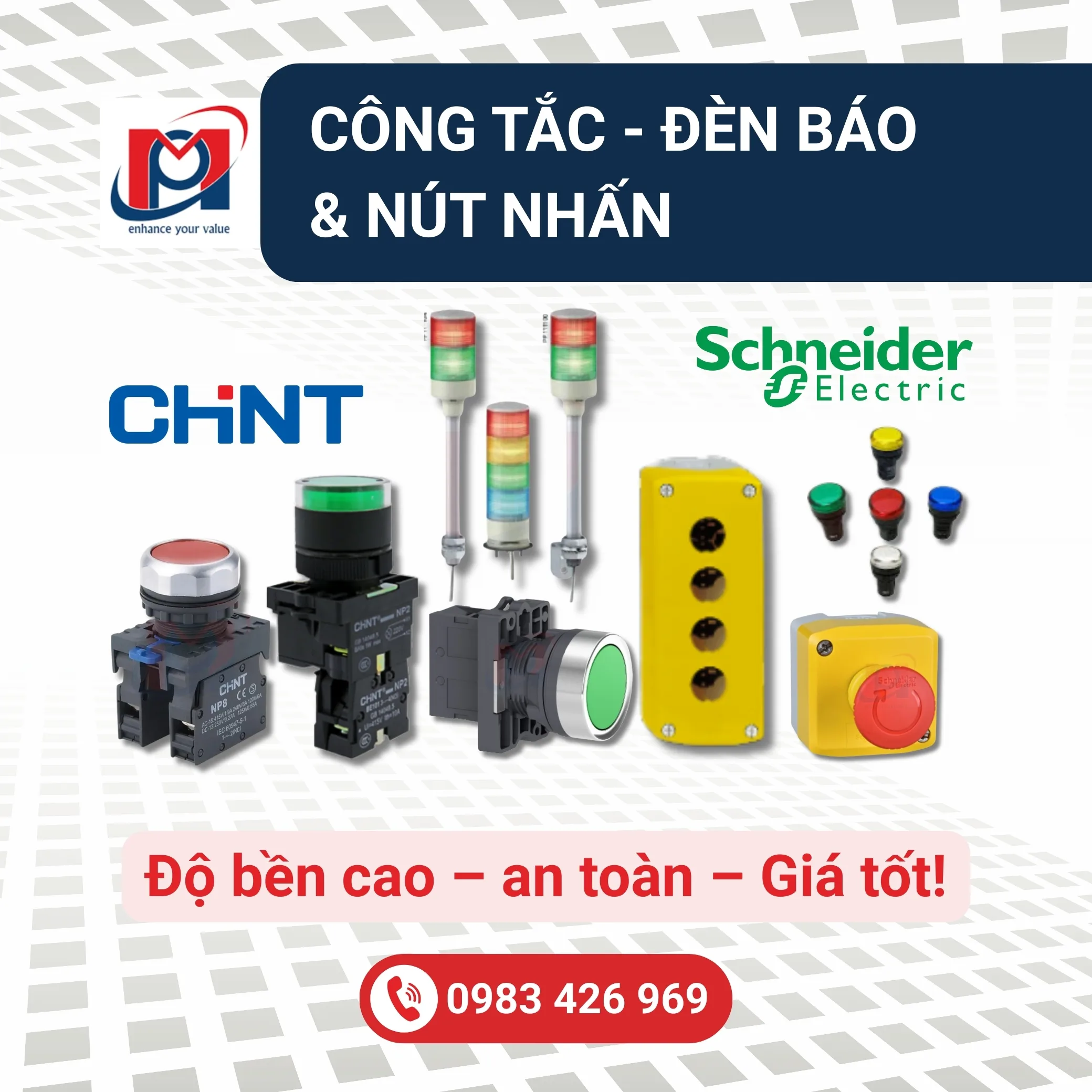Công tắc, Đèn báo, Nút nhấn chính hãng giá rẻ - Phương Minh